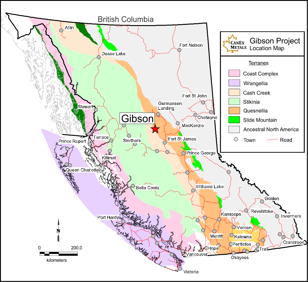 Gibson Property - British Columbia | CANEX Metals Inc.